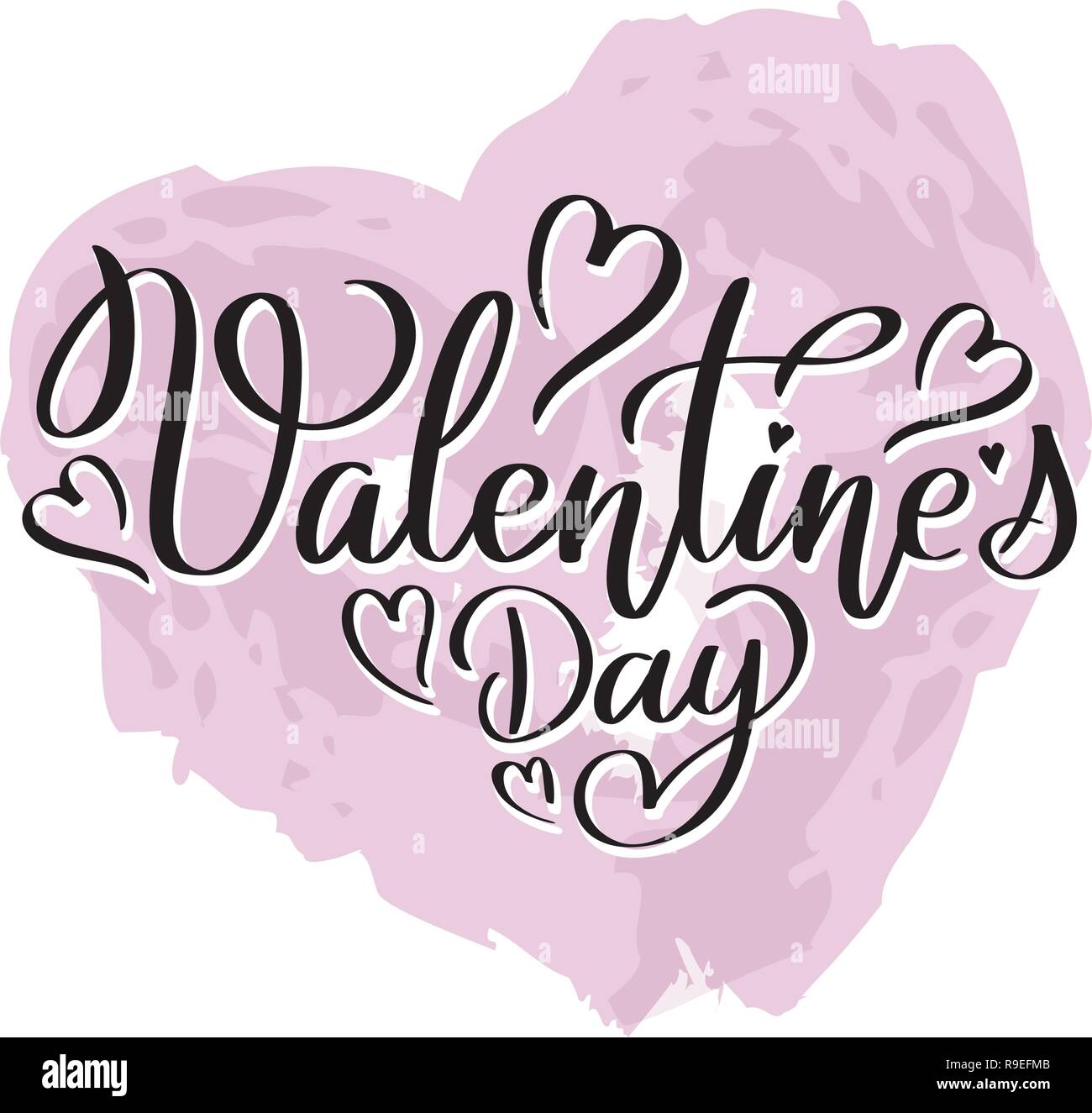 Happy Valentine's day vector card. Happy Valentine's Day lettering ...