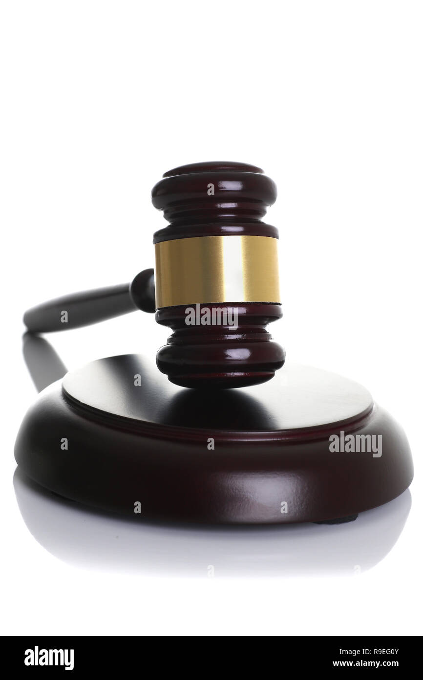 Judge hammer with stand isolated white background Stock Photo - Alamy