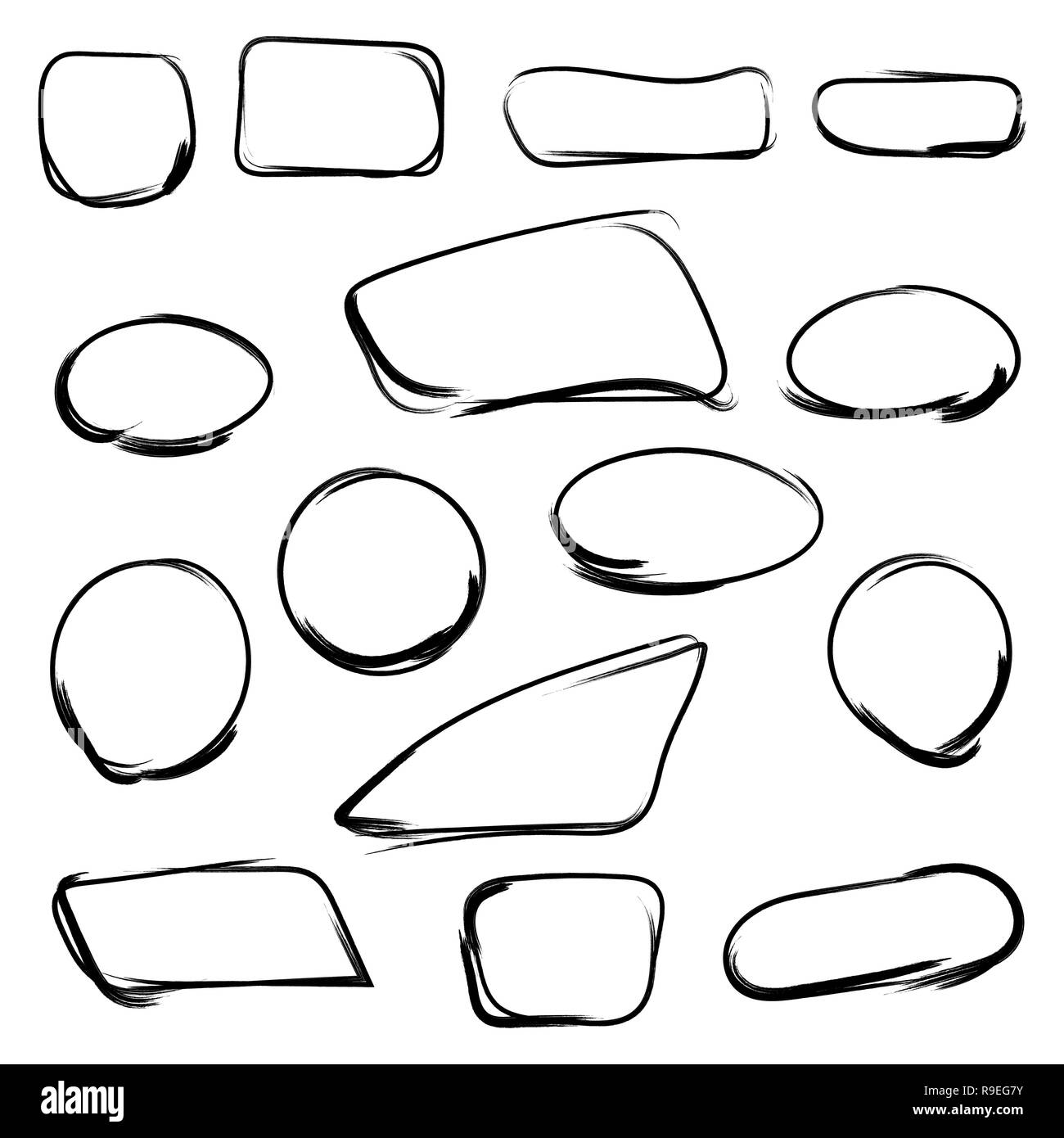 Hand drawn Frames. Vector illustration. Set of black Frames, isolated Stock Vector Image & Art ...