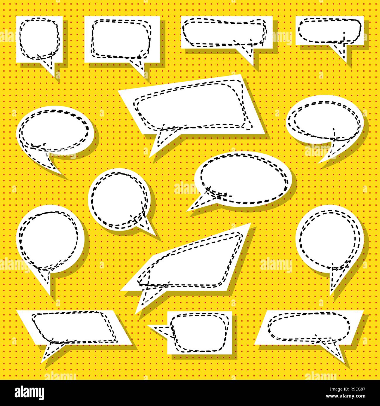 Set of pop art Speech Bubbles. Vector illustration. Collection of retro ...