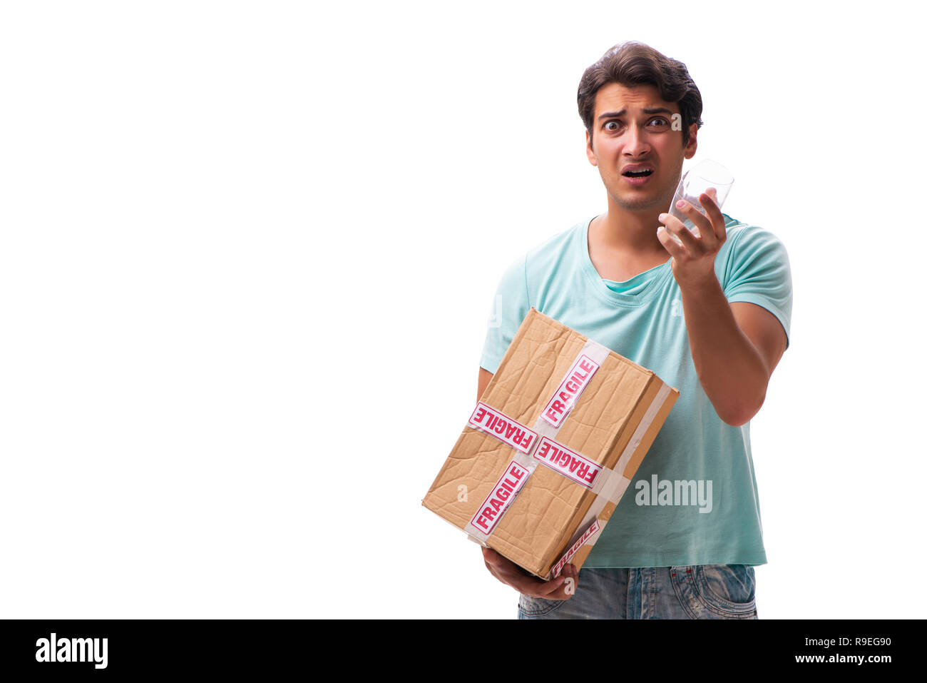 Shocked young man shopping Cut Out Stock Images & Pictures - Alamy