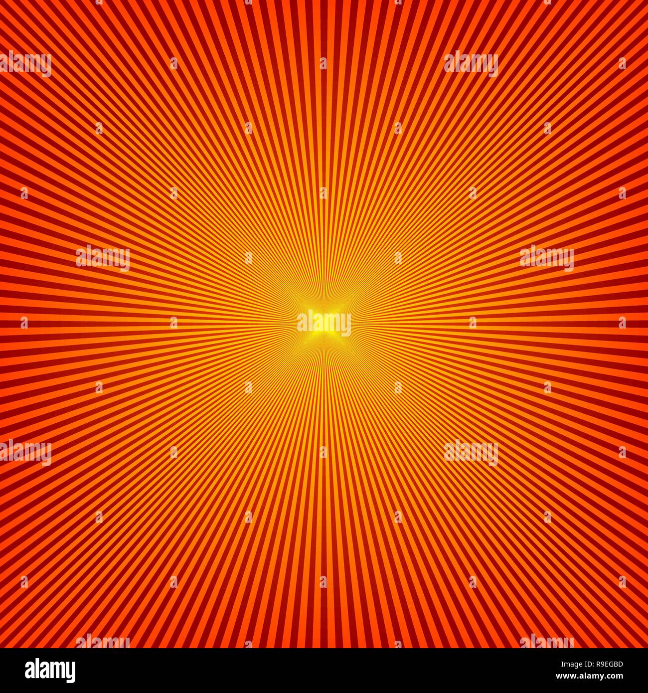 Red sunbeams background. Vector illustration. Red and yellow sun rays ...