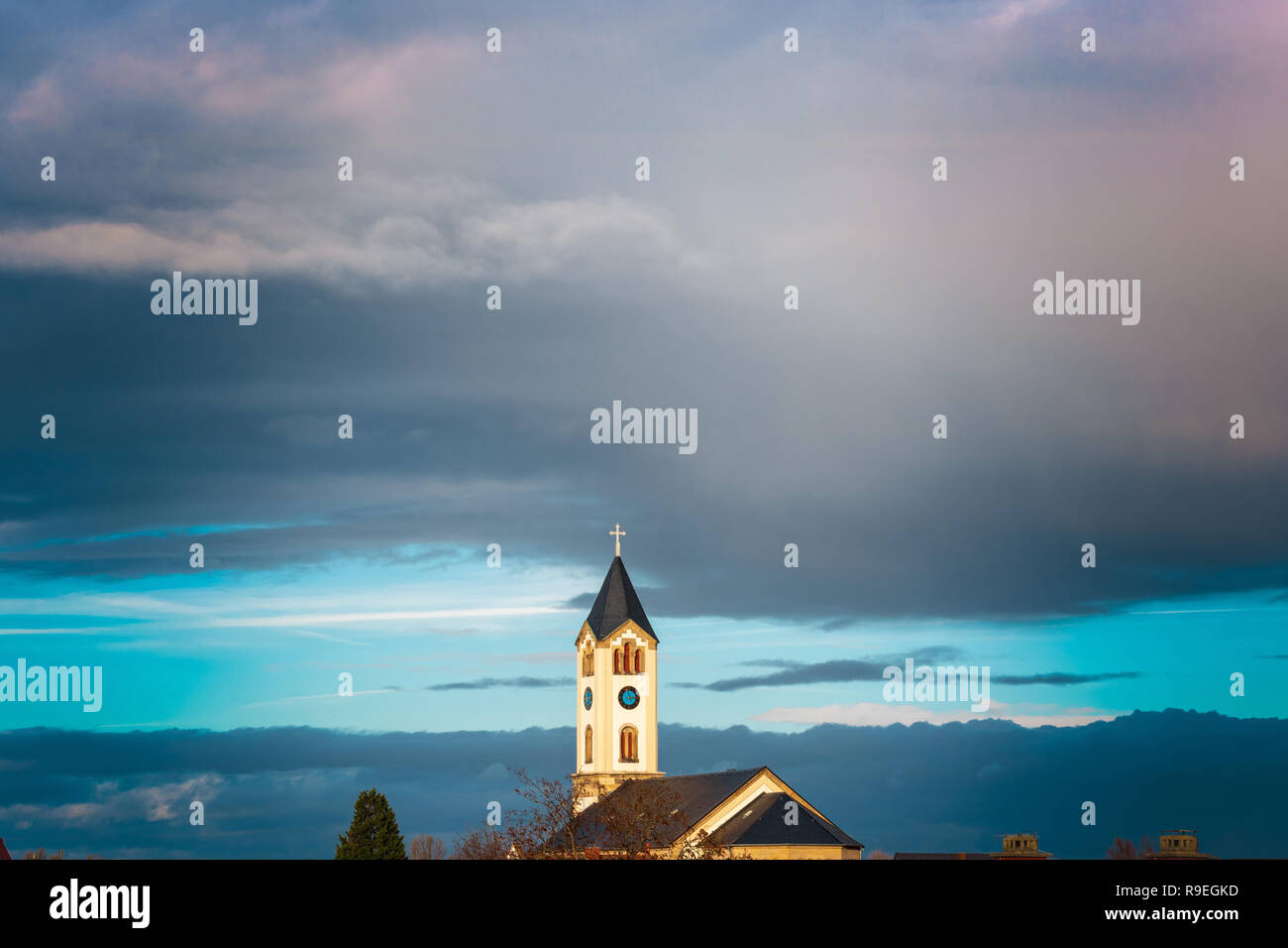 Old Church - blue Sky in Frankenthal Germany Stock Photo - Alamy