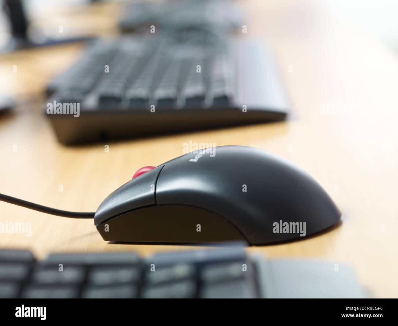 STILL LIFE OF CALL CENTRE DESK WITH COMPUTERS Stock Photo - Alamy
