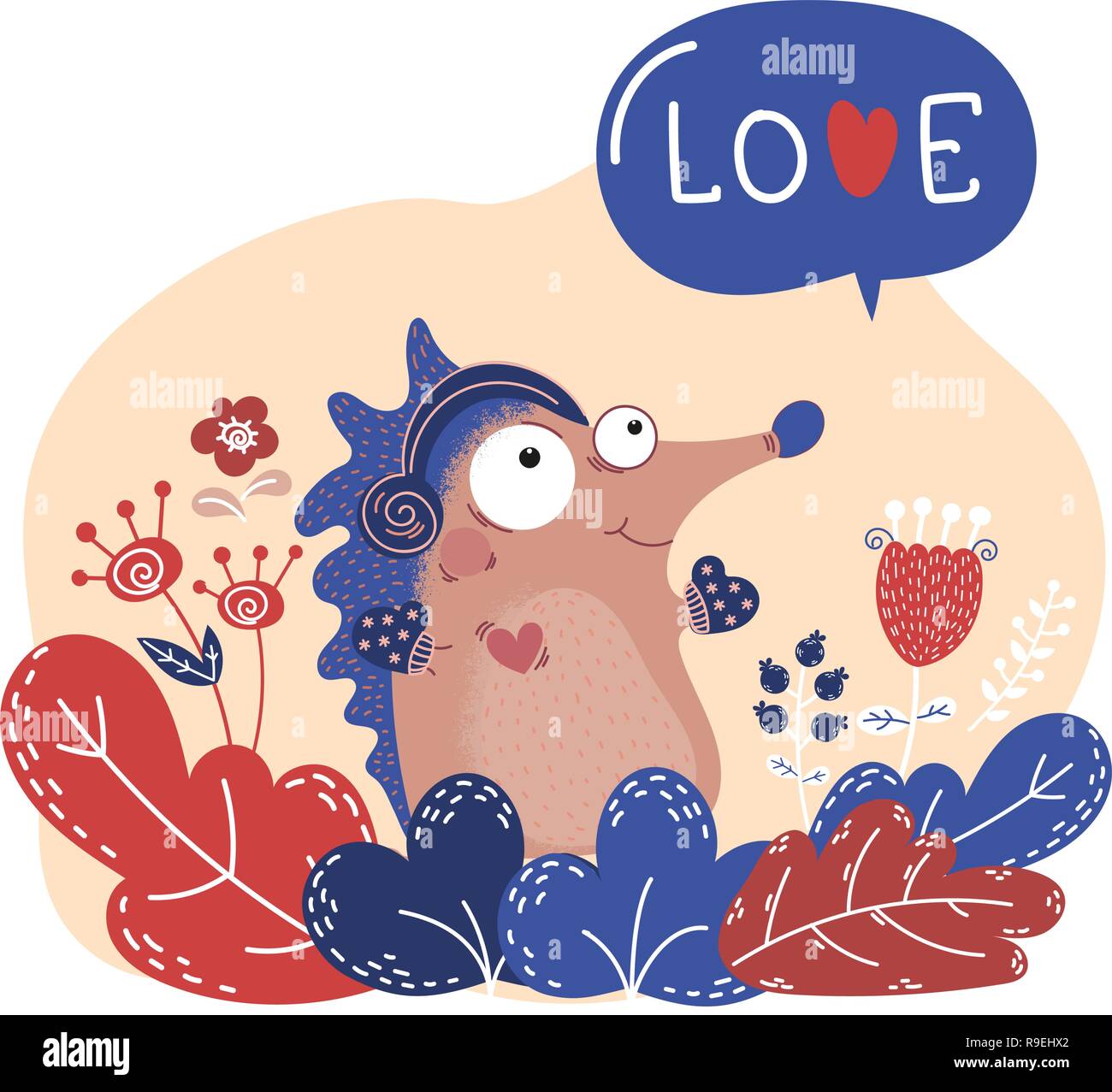 SPRING HEDGEHOG Valentines Day Cartoon Funny Animal Set for Print and ...