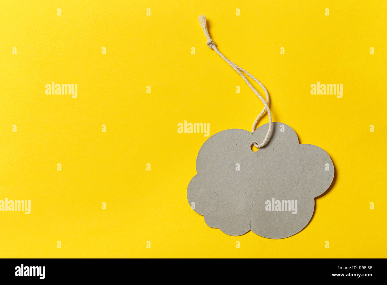 Designer label in the shape of a cloud without an inscription on a ...