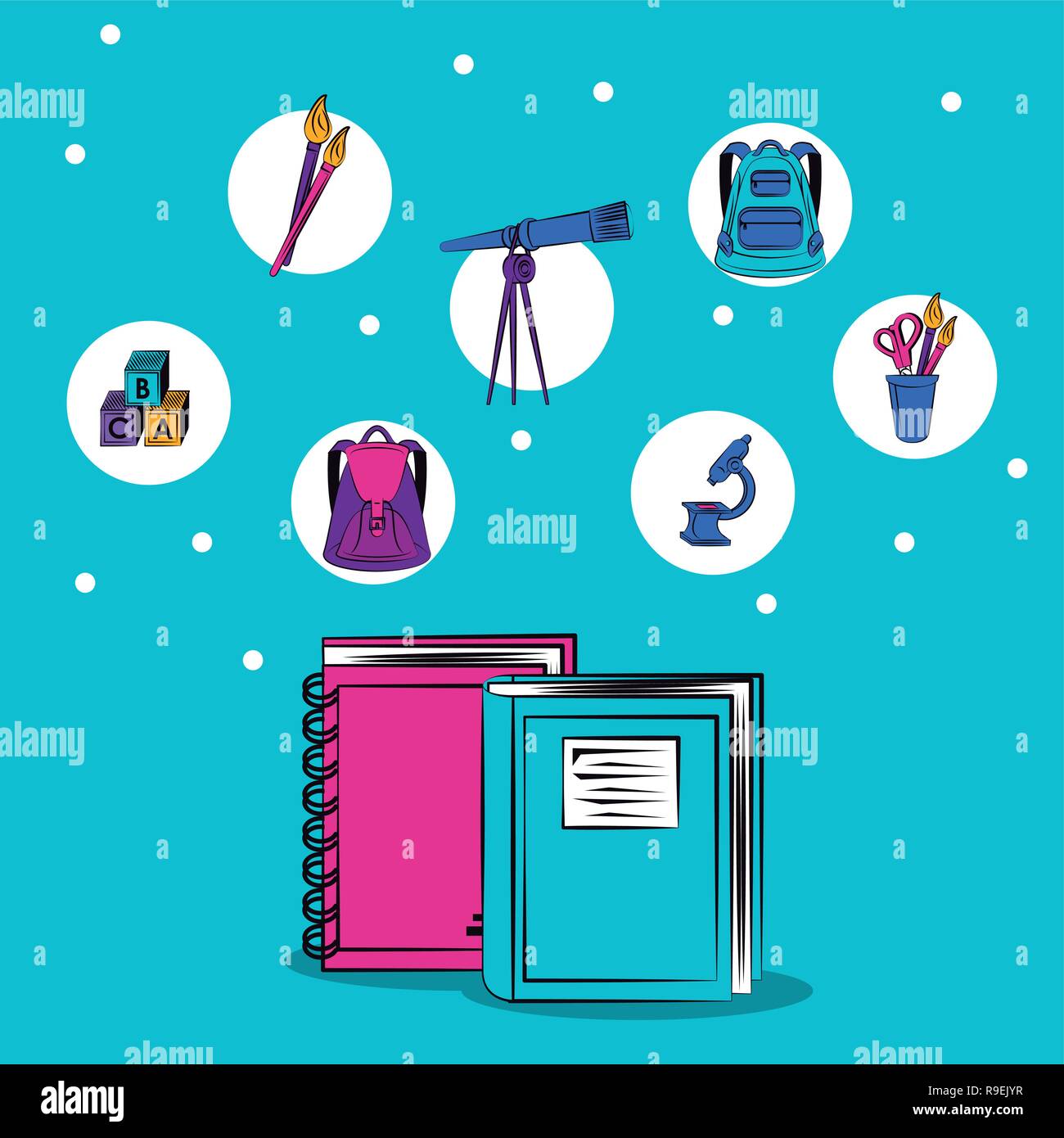 School supplies round icons Stock Vector Image & Art - Alamy
