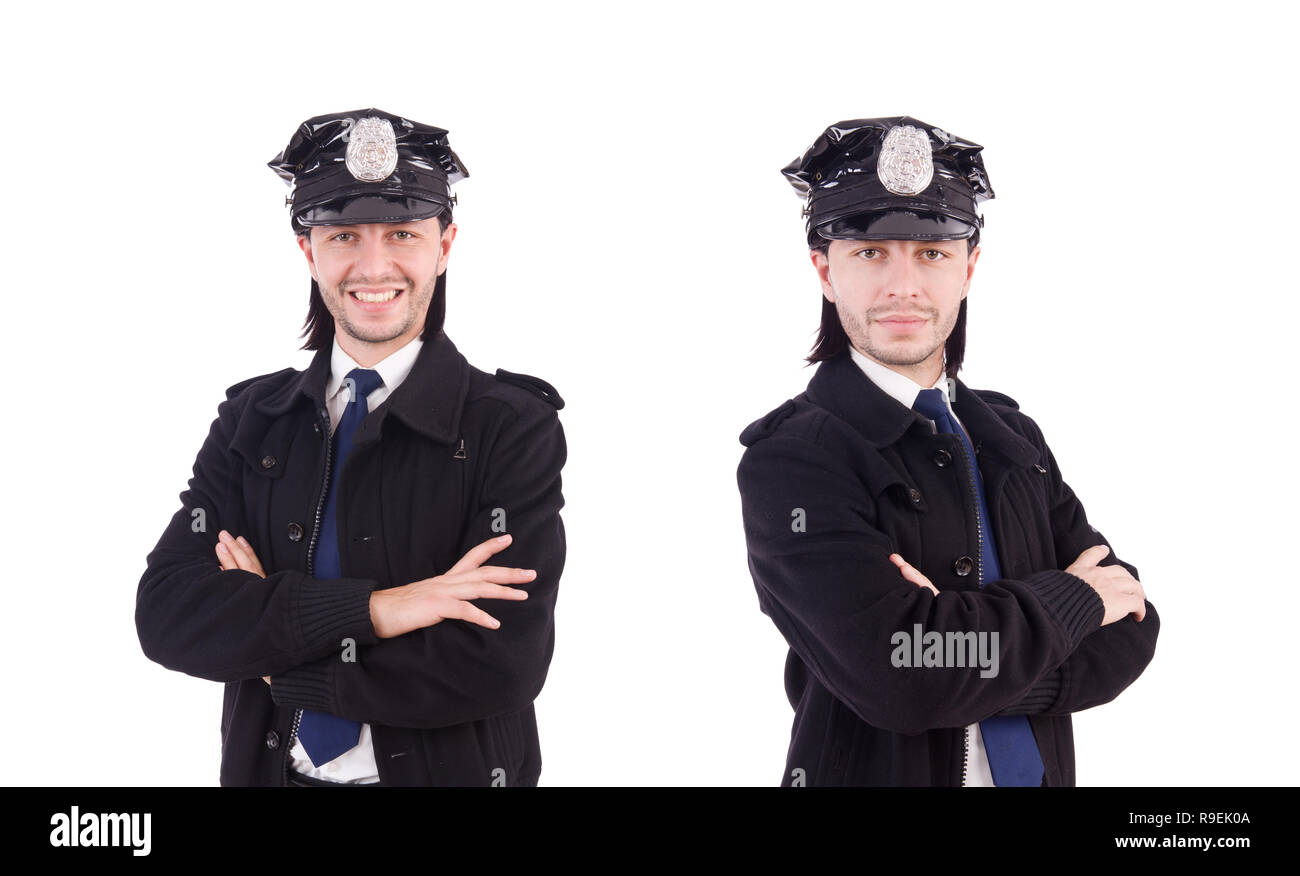 Police officer isolated on white Stock Photo - Alamy