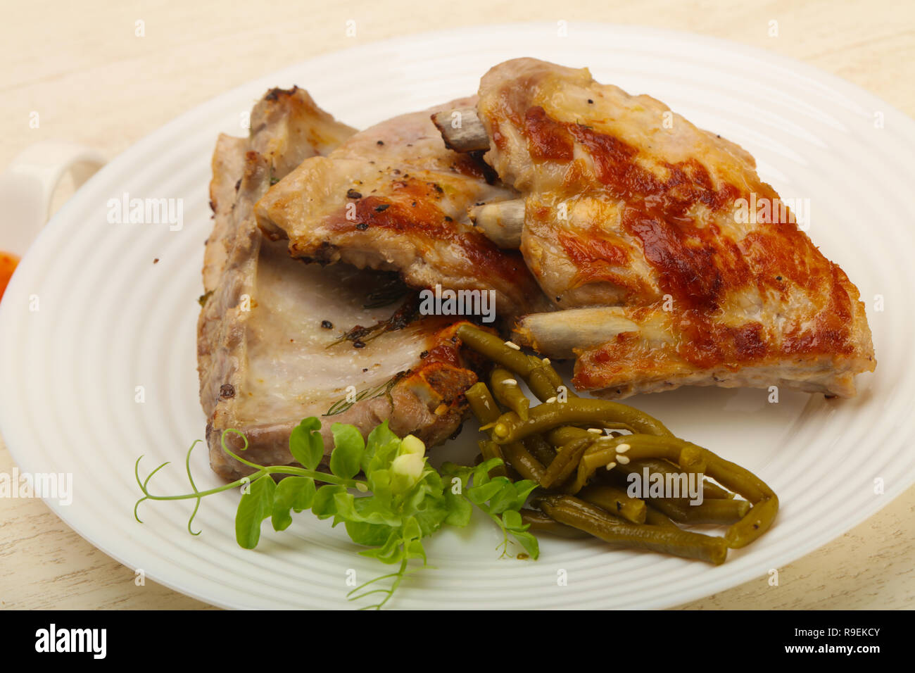 Roasted pork spare ribs Stock Photo - Alamy