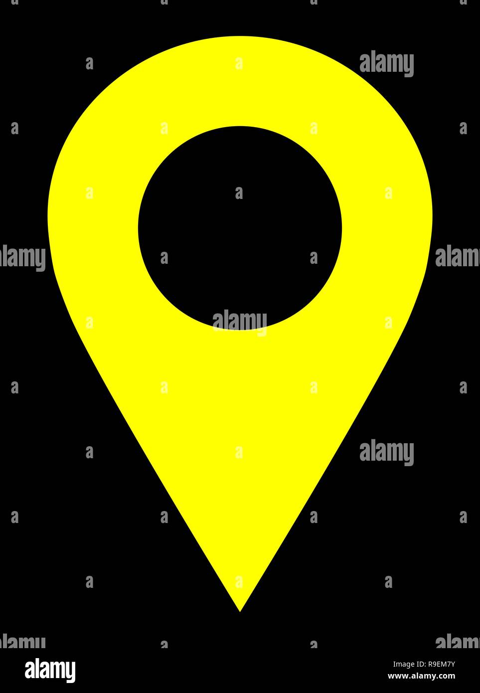 Pin point - yellow simple hollow, isolated - vector illustration Stock ...