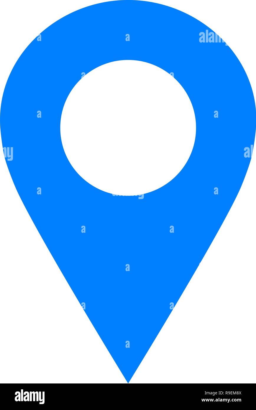 Pin point - blue simple hollow, isolated - vector illustration Stock ...