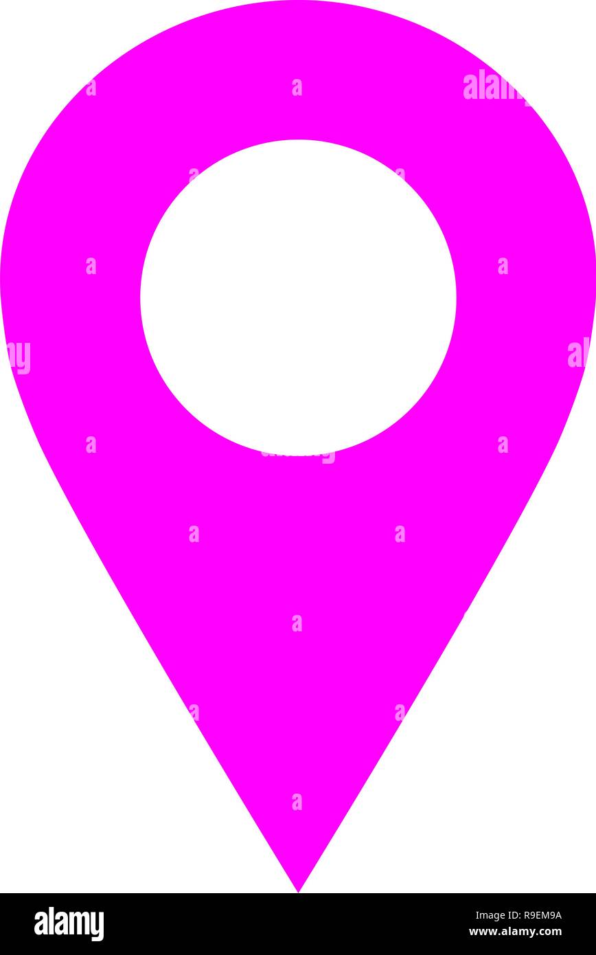 Pin point - purple simple hollow, isolated - vector illustration Stock ...