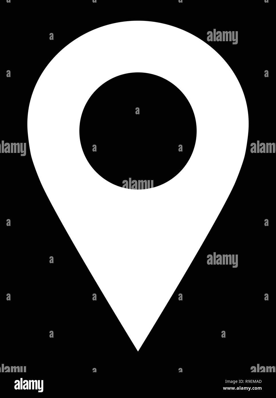 Pin point - white simple hollow, isolated - vector illustration Stock ...