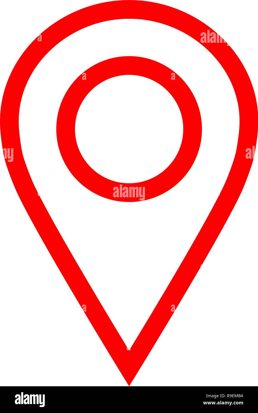 Pin point - red simple outlined, isolated - vector illustration Stock ...