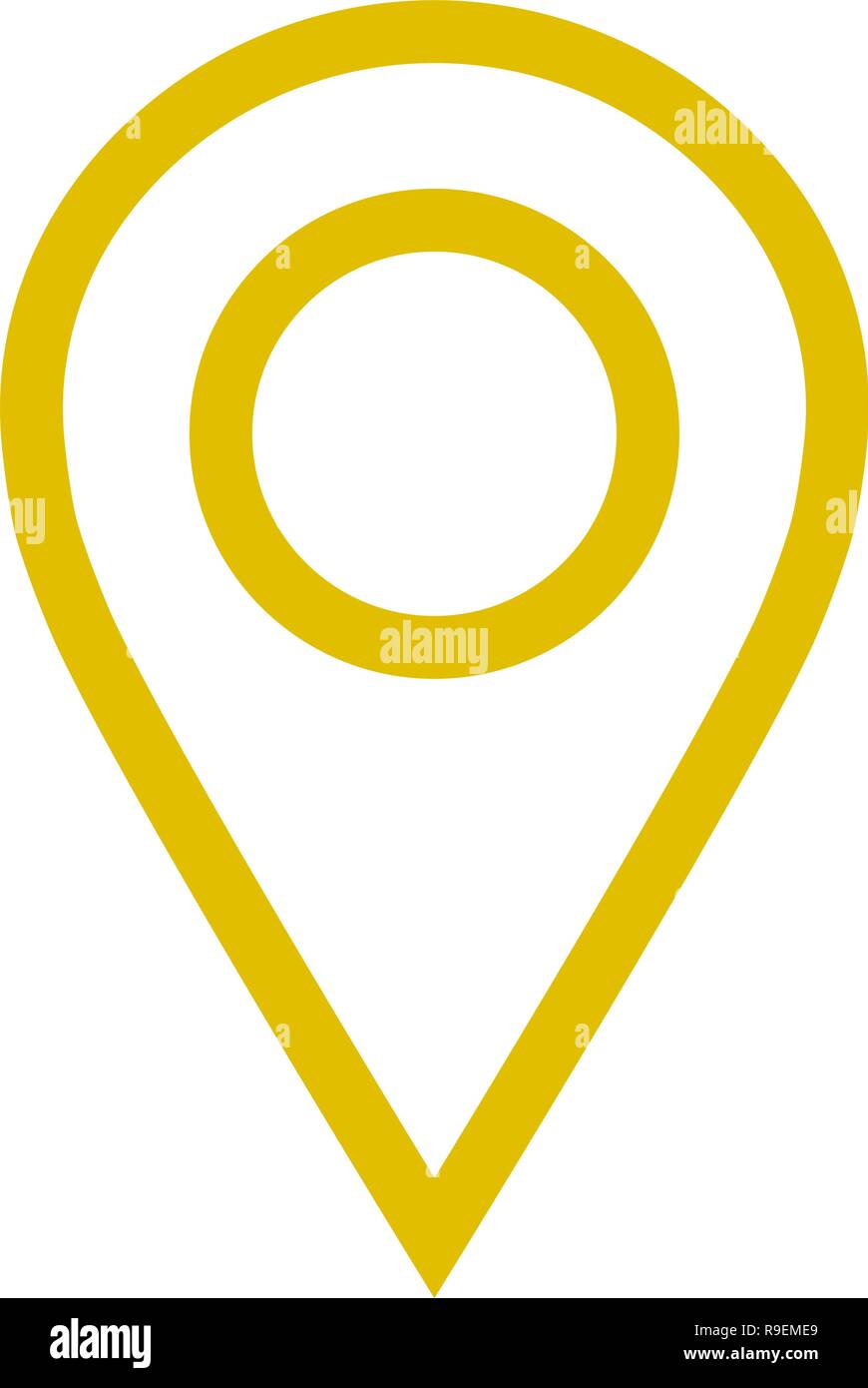 Pin point - golden simple outlined, isolated - vector illustration ...