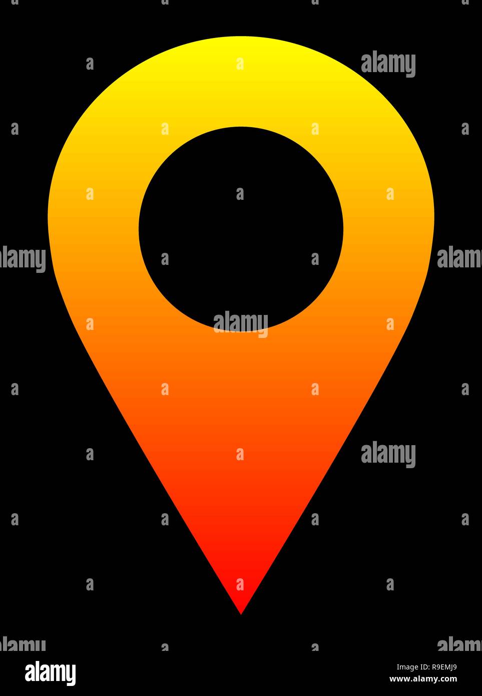Pin point - yellow orange red gradient, warm light, hollow, isolated ...