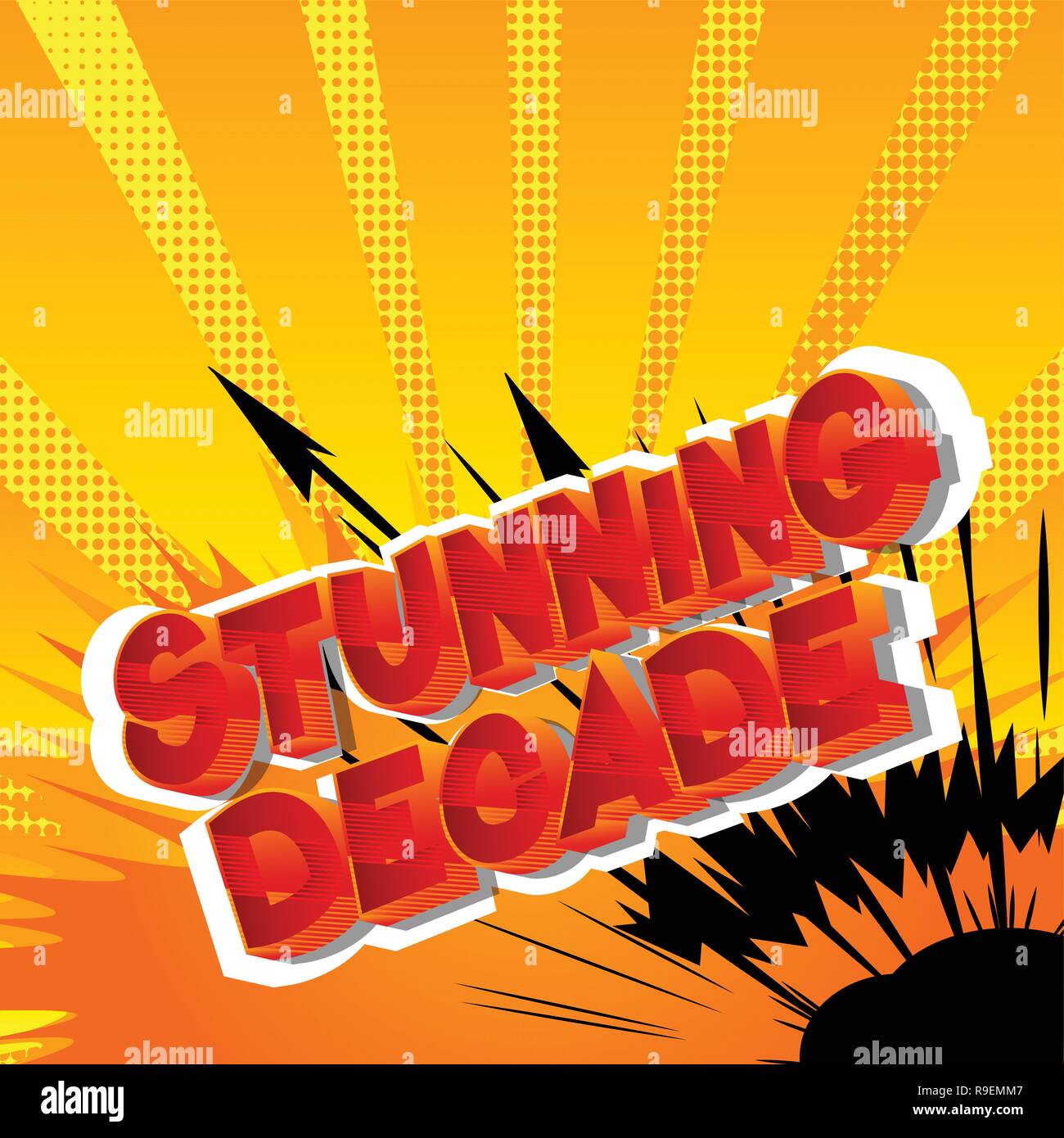 Stunning Decade - Vector illustrated comic book style phrase on ...