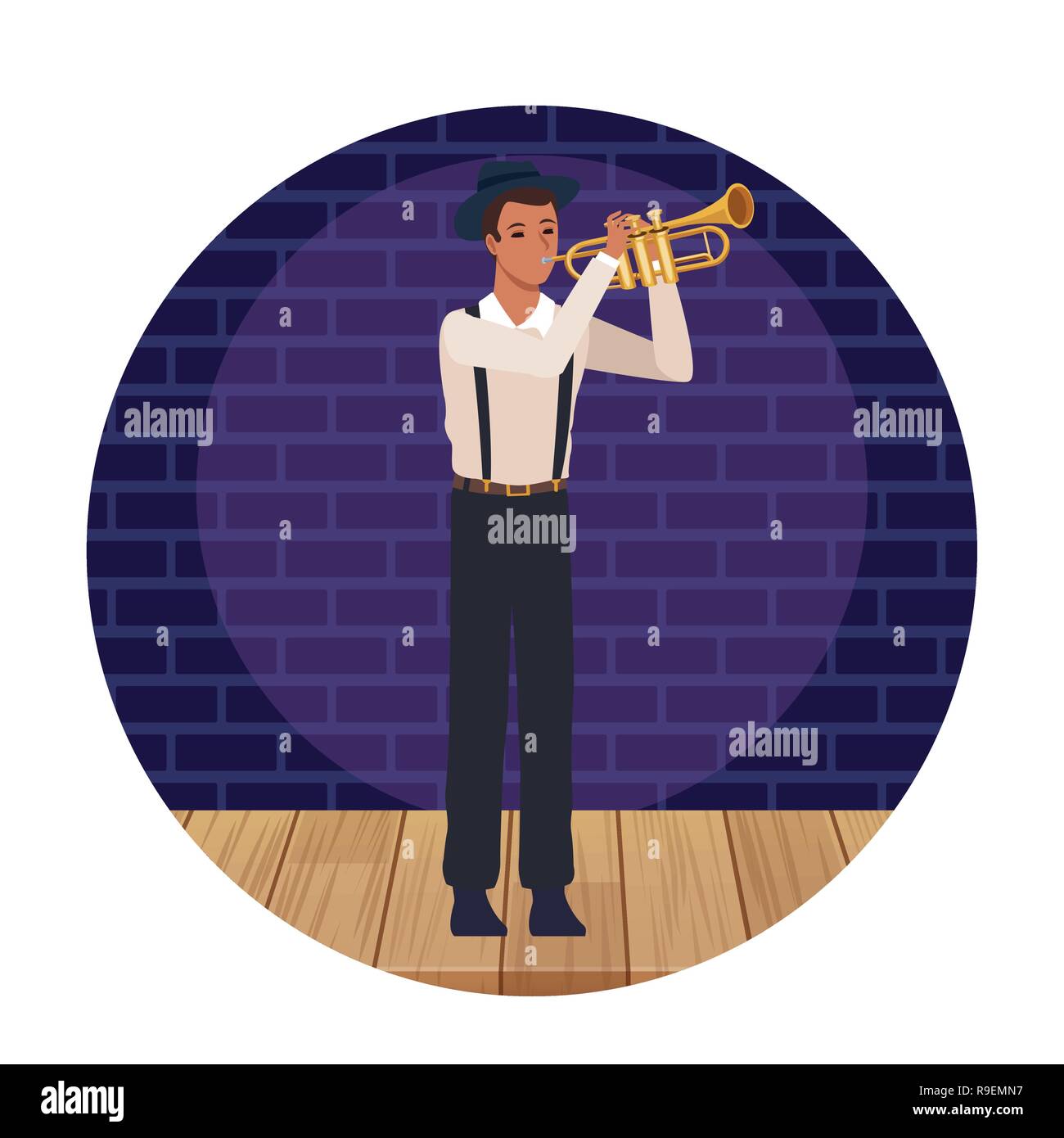 Musician playing trumpet cartoon Cut Out Stock Images & Pictures - Alamy