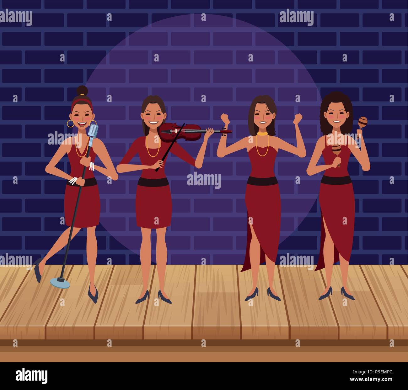 Young women playing music Stock Vector Images - Alamy