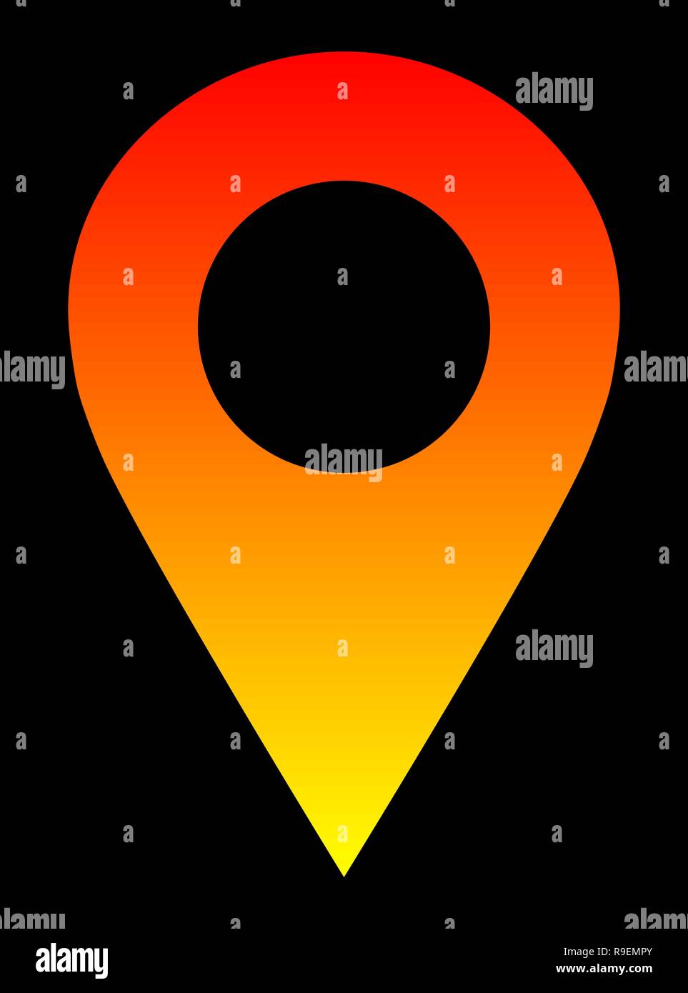Pin point - yellow orange red gradient, warm light, hollow, isolated ...