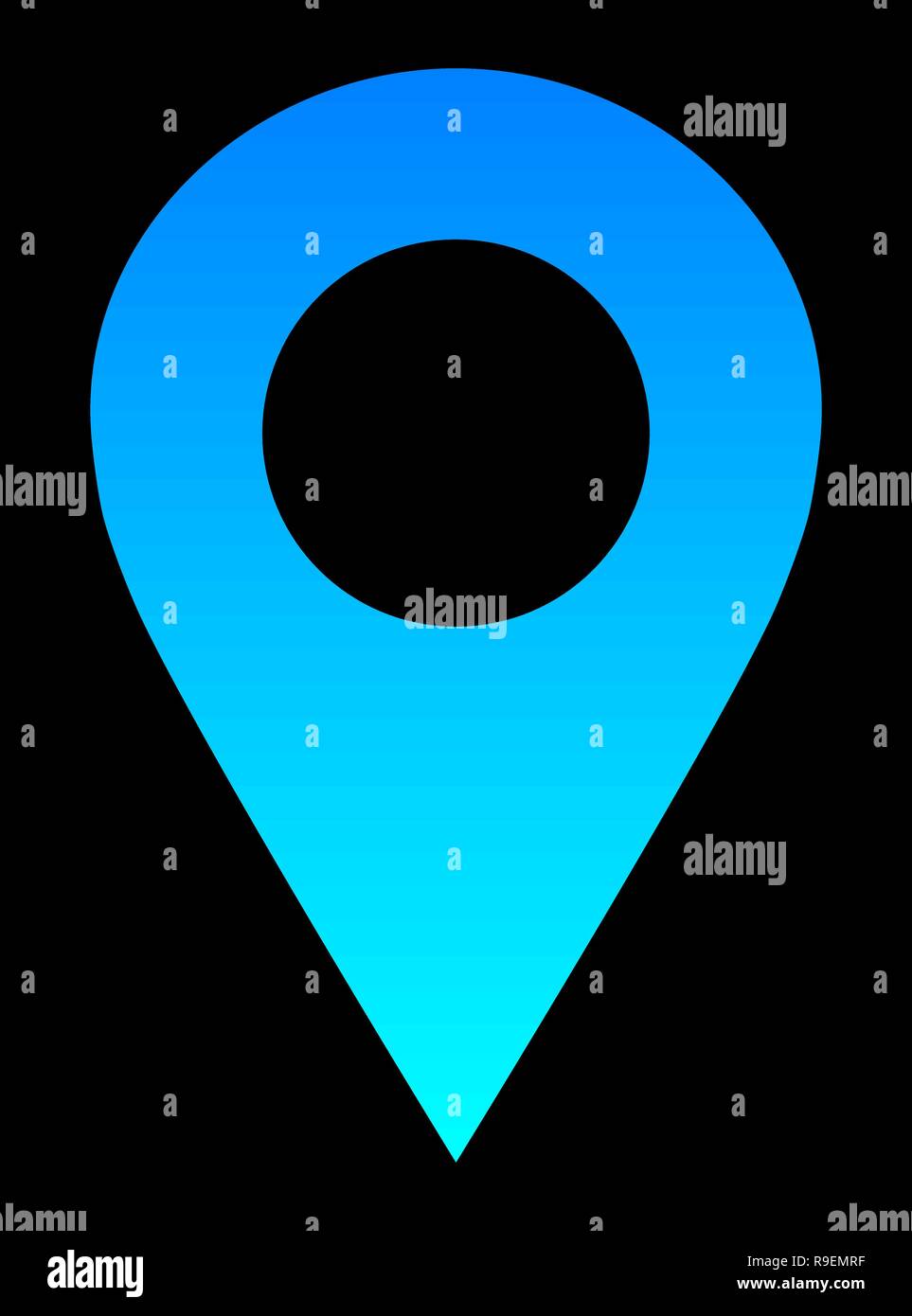 Pin point - cyan blue gradient, cold light, hollow, isolated - vector ...