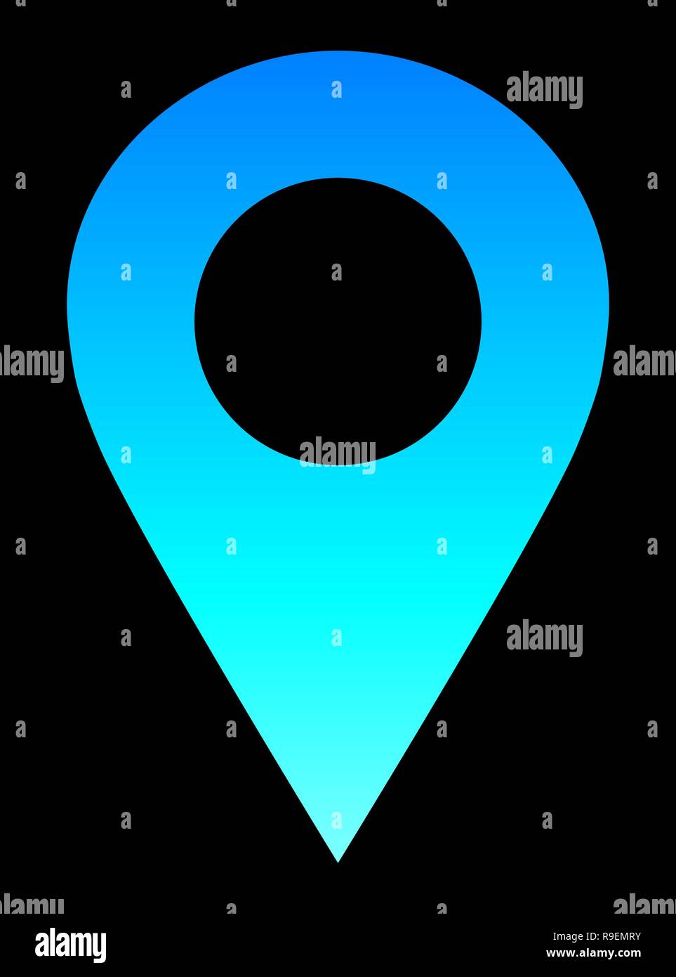 Pin point - cyan blue gradient, cold light, hollow, isolated - vector ...