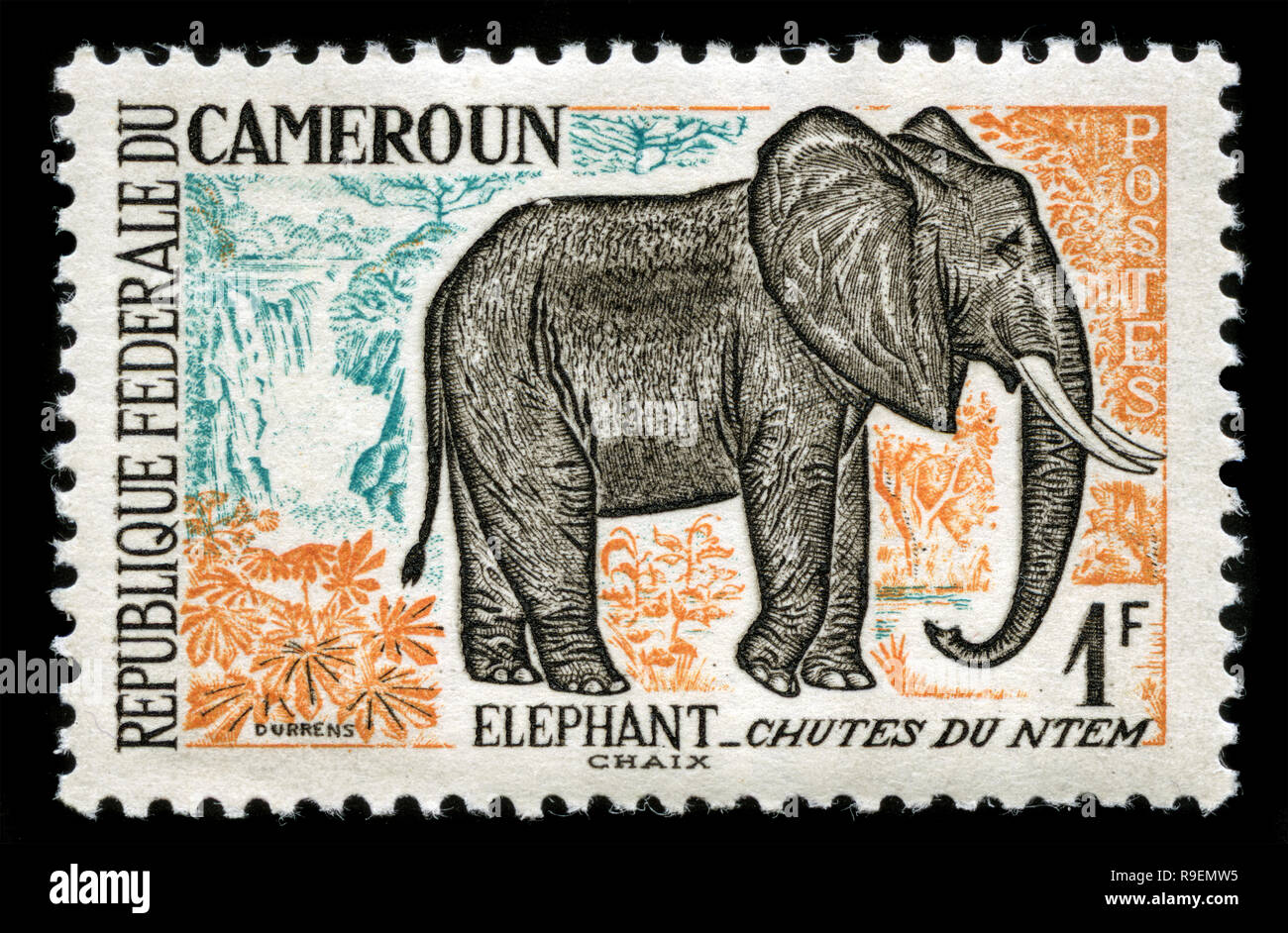 Postage stamp from Cameroon in the Animals series issued in 1962 Stock ...
