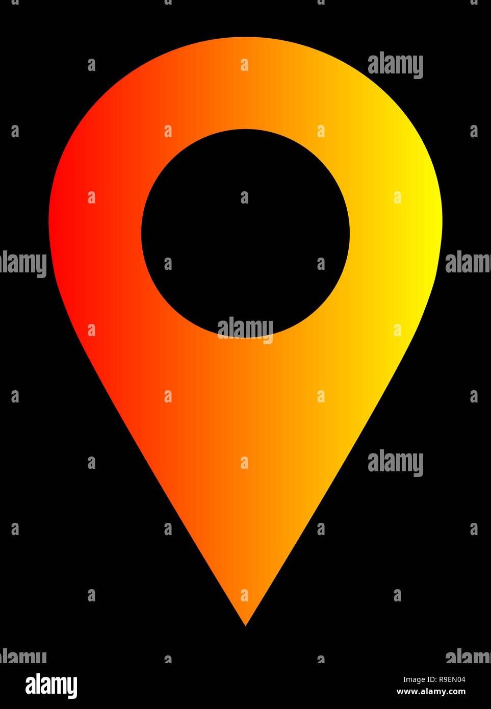 Pin point - yellow orange red gradient, warm light, hollow, isolated ...