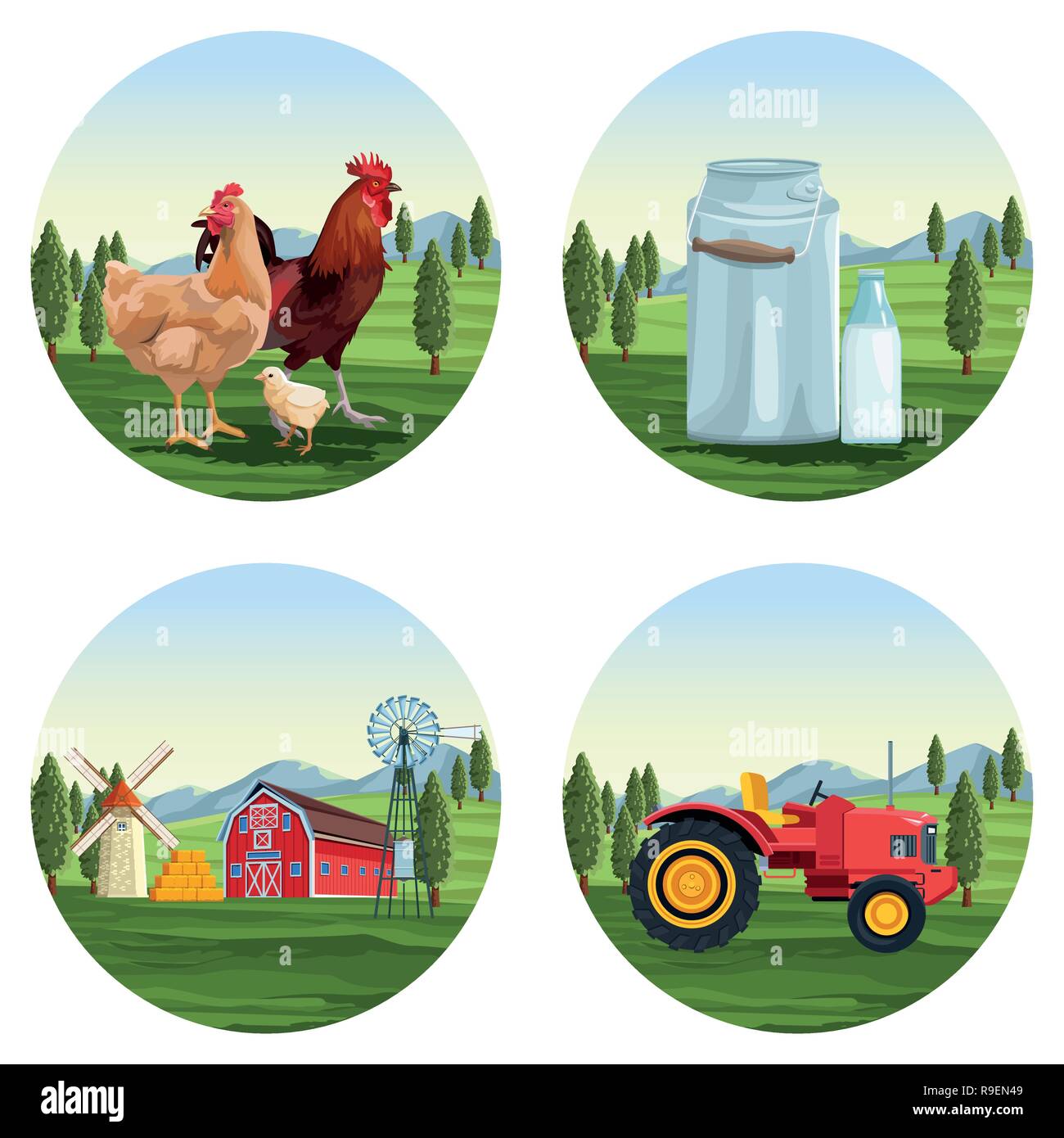 farm set of cartoons Stock Vector Image & Art - Alamy