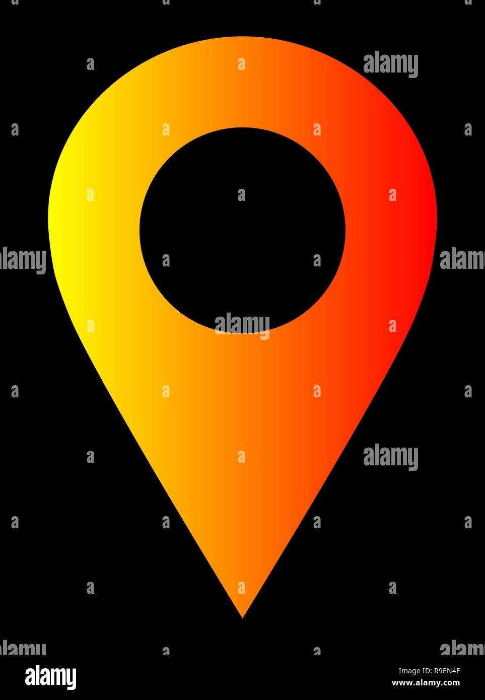 Pin point - yellow orange red gradient, warm light, hollow, isolated ...