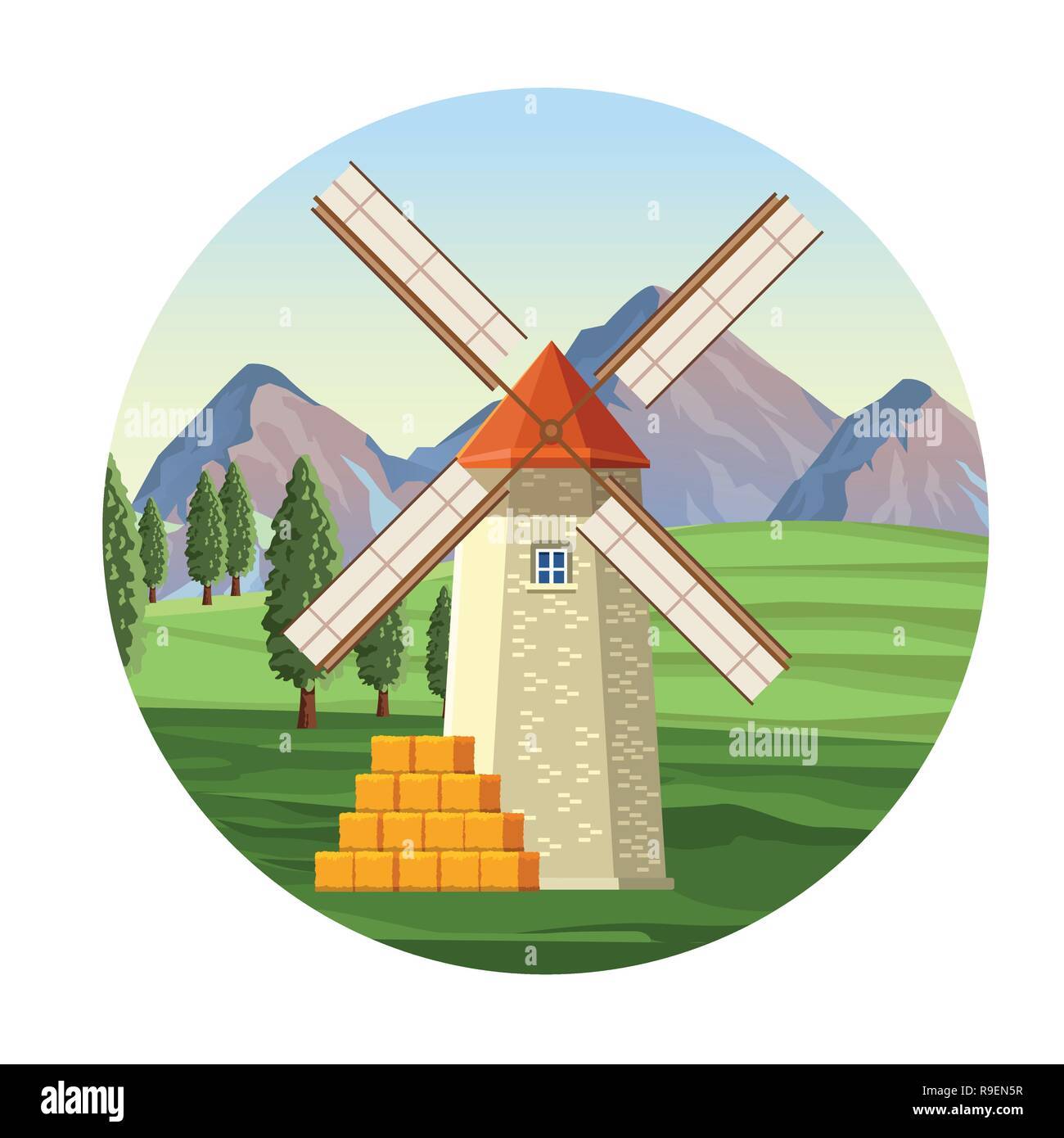 Farm with barn scenery Stock Vector Image & Art - Alamy