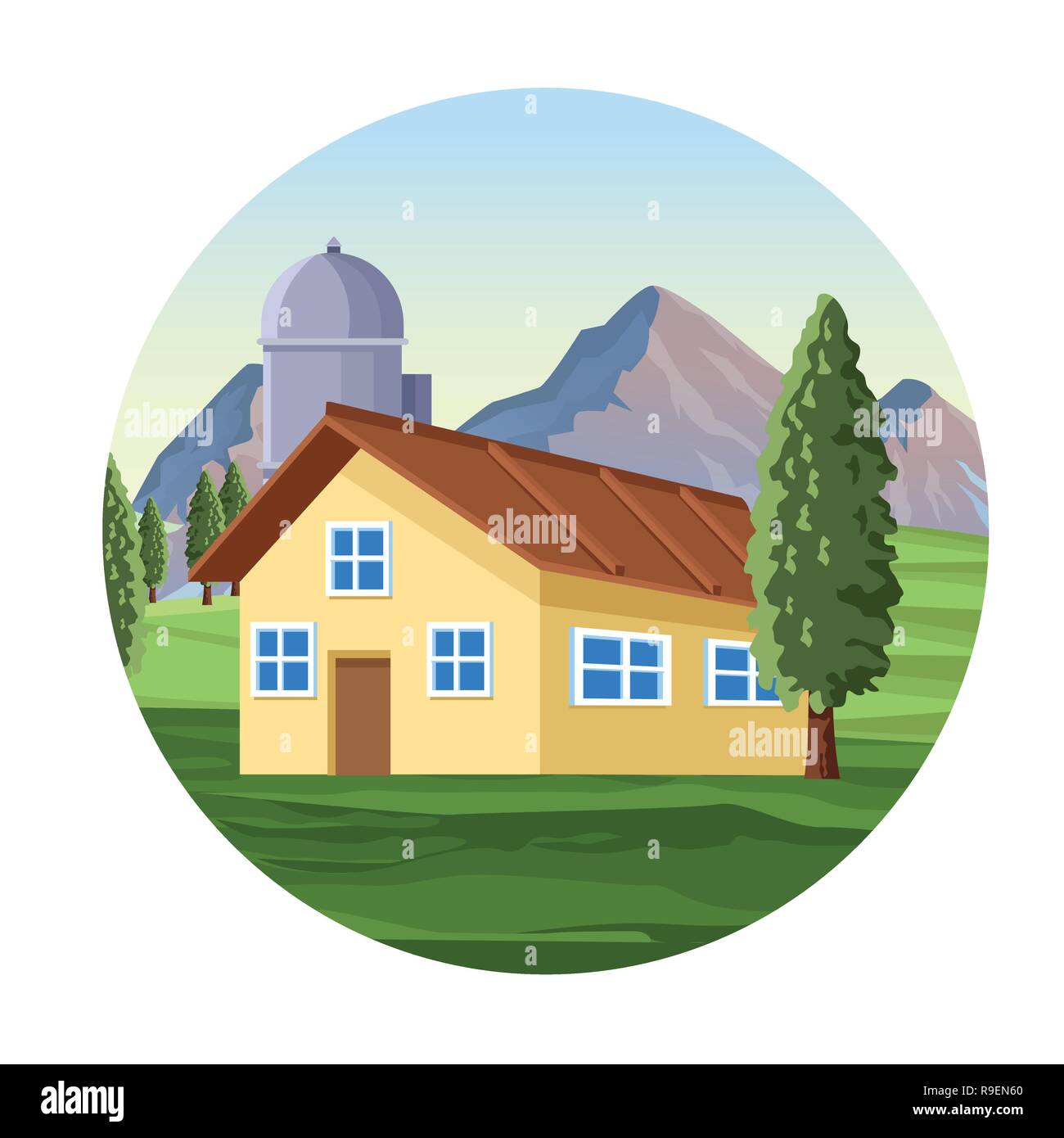 Farm with barn scenery Stock Vector Image & Art - Alamy