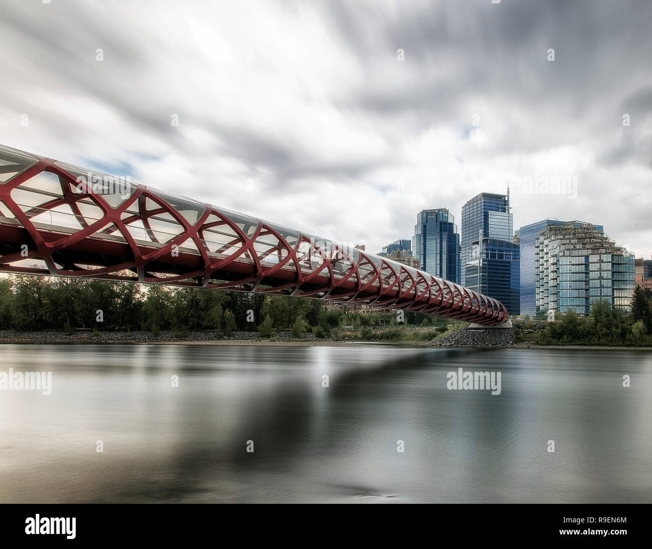 Long Exposure of the Peace Bridge in Calgary Alberta Stock Photo - Alamy