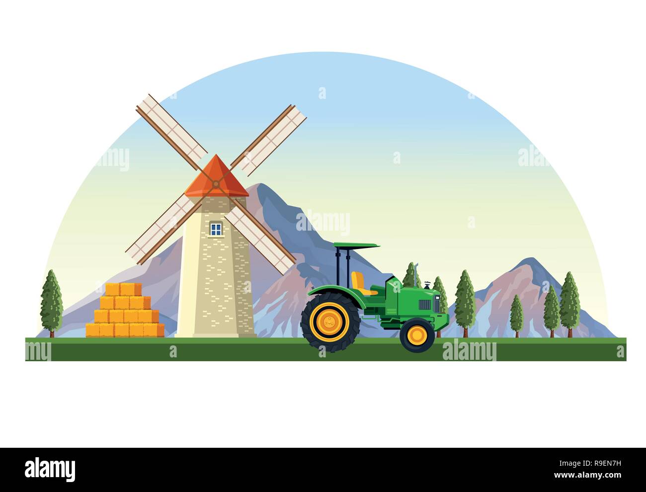 Farm with barn scenery Stock Vector Image & Art - Alamy
