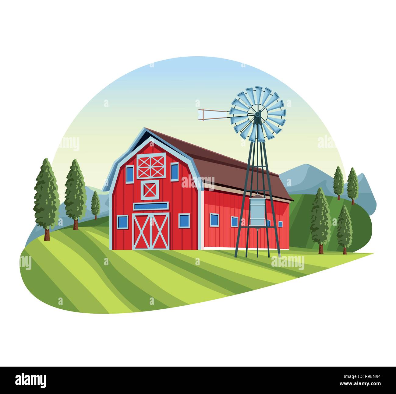 Farm with barn scenery Stock Vector Image & Art - Alamy