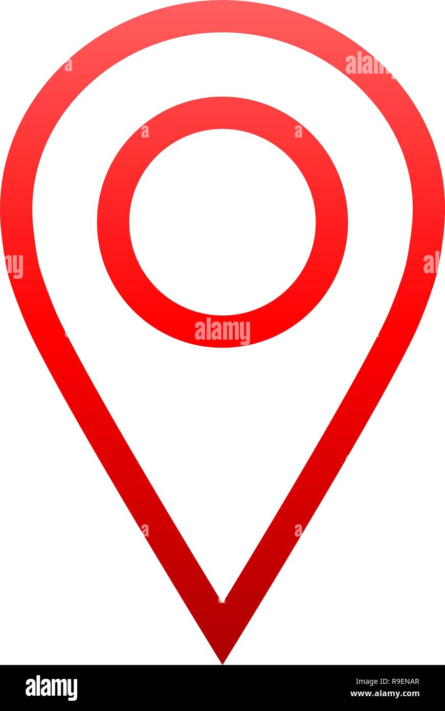 Pin point - red gradient outlined, isolated - vector illustration Stock ...