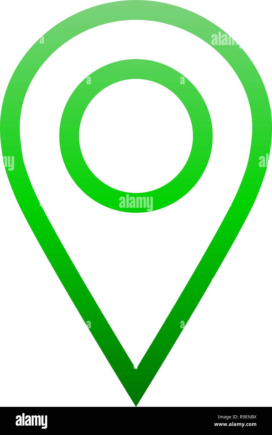 Pin point - green gradient outlined, isolated - vector illustration ...