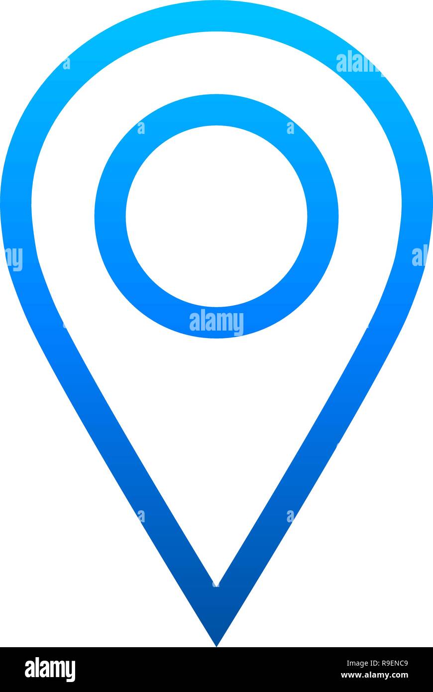 Pin point - blue gradient outlined, isolated - vector illustration ...