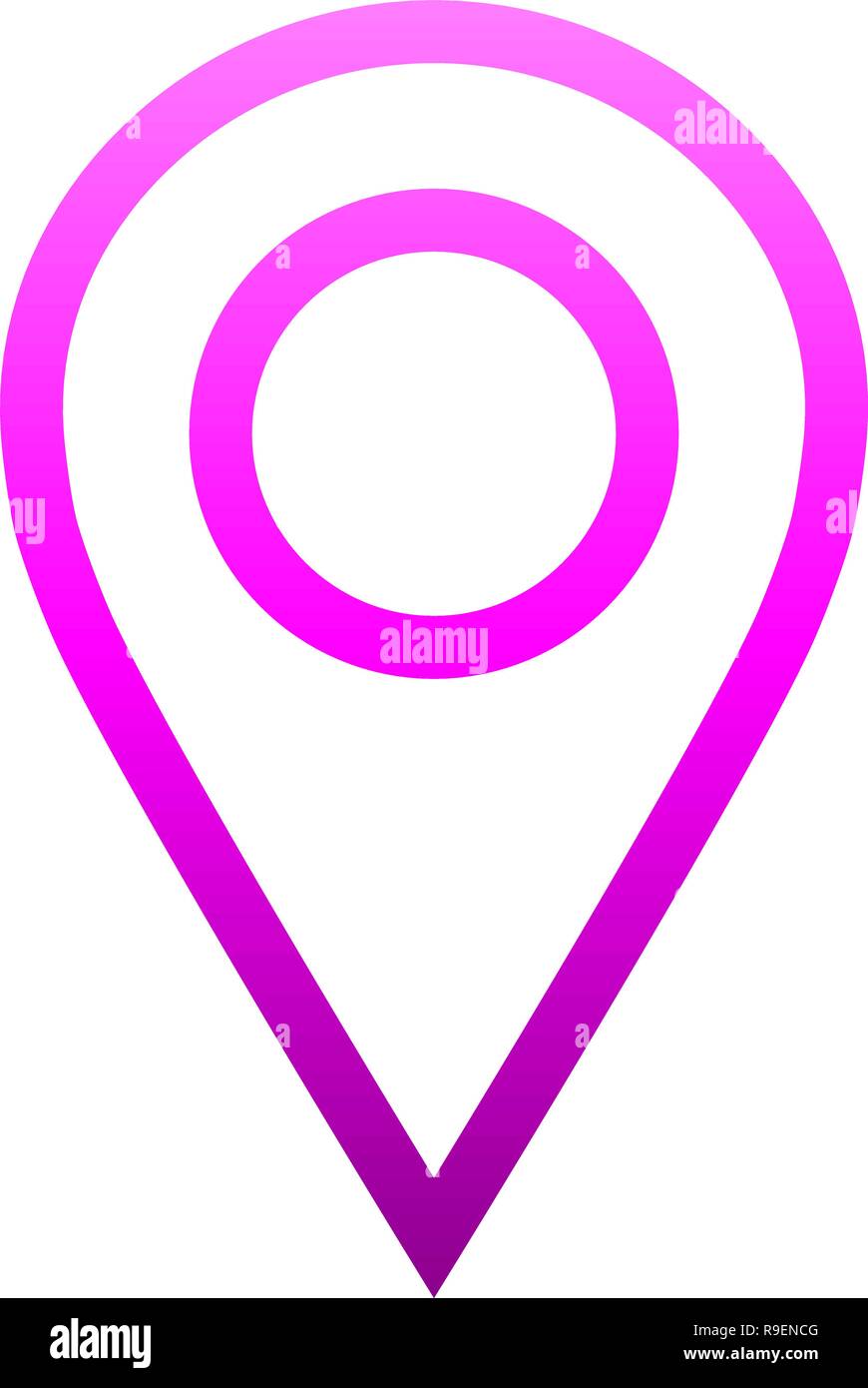 Pin point - purple gradient outlined, isolated - vector illustration ...