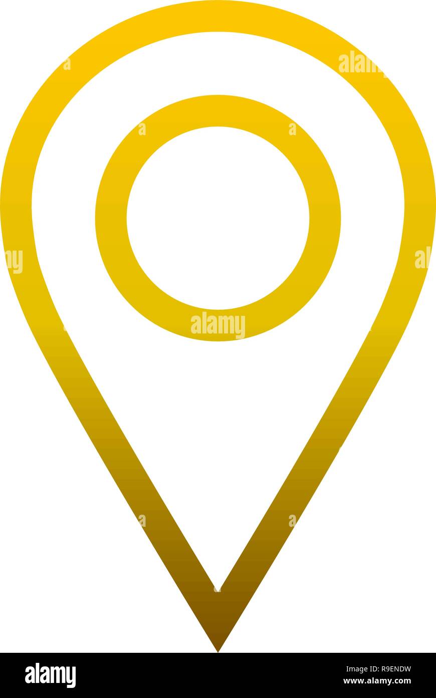 Pin point - golden gradient outlined, isolated - vector illustration ...