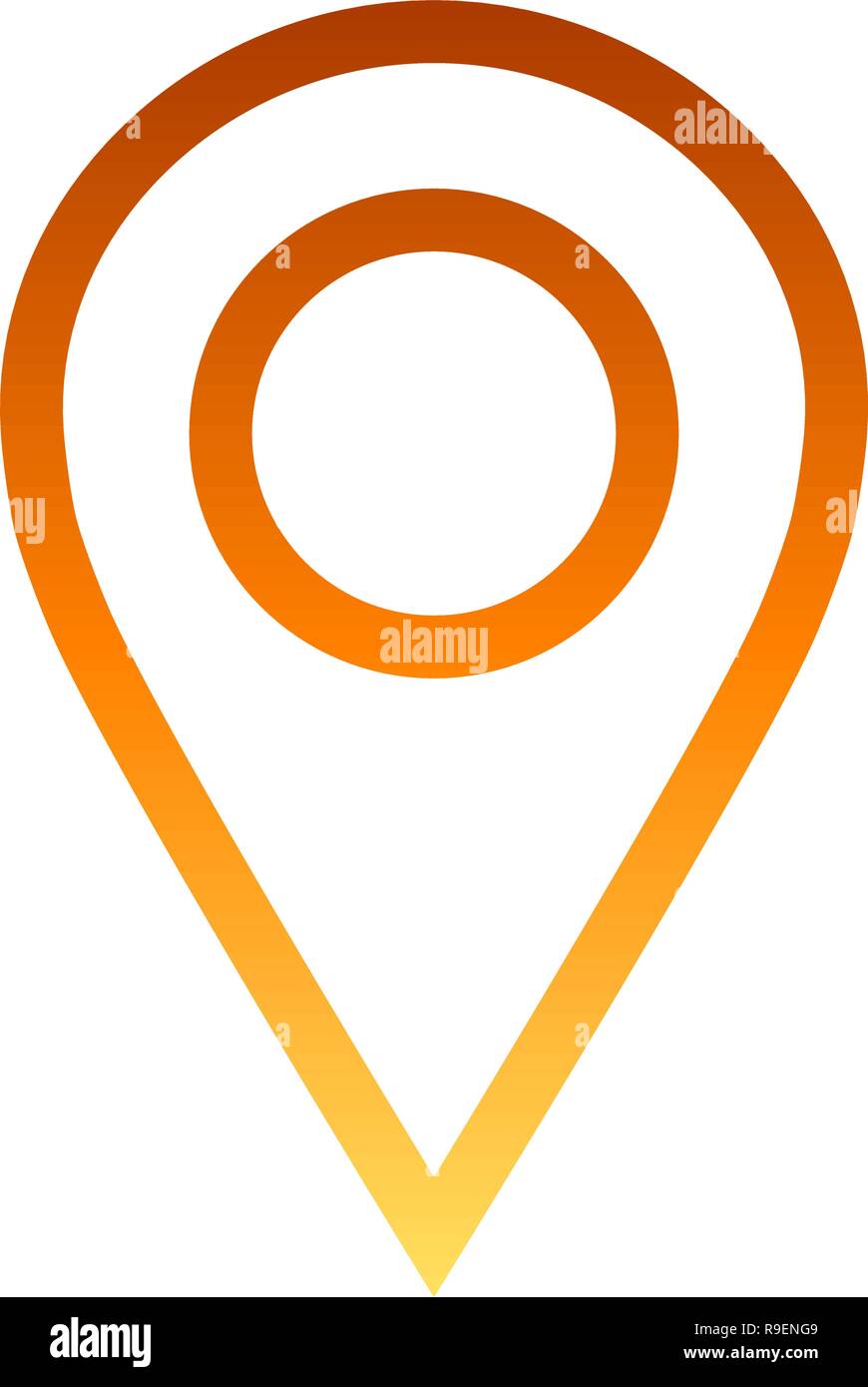 Pin point - orange gradient outlined, isolated - vector illustration ...