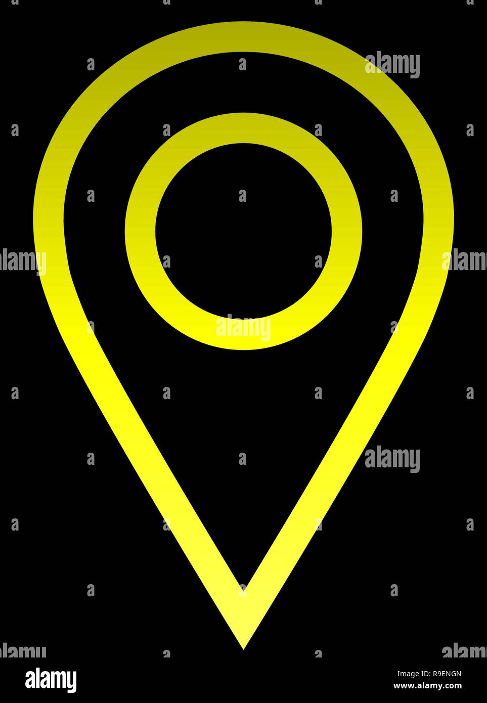 Pin point - yellow gradient outlined, isolated - vector illustration ...