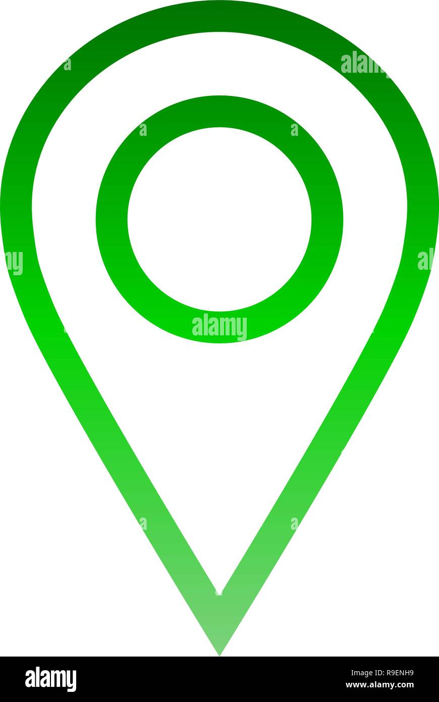 Pin point - green gradient outlined, isolated - vector illustration ...