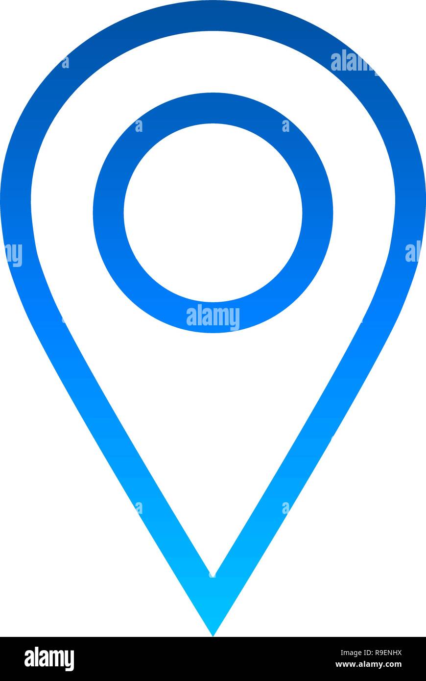 Pin point - blue gradient outlined, isolated - vector illustration ...