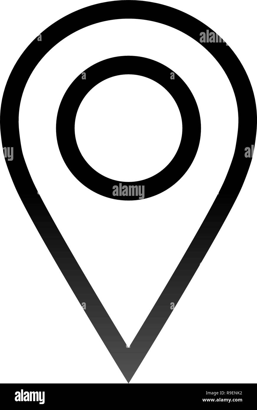 Pin point - black gradient outlined, isolated - vector illustration ...
