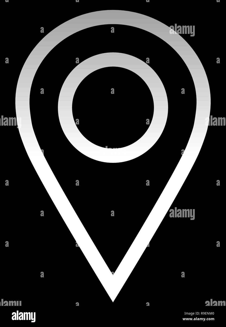 Pin point - white gradient outlined, isolated - vector illustration ...