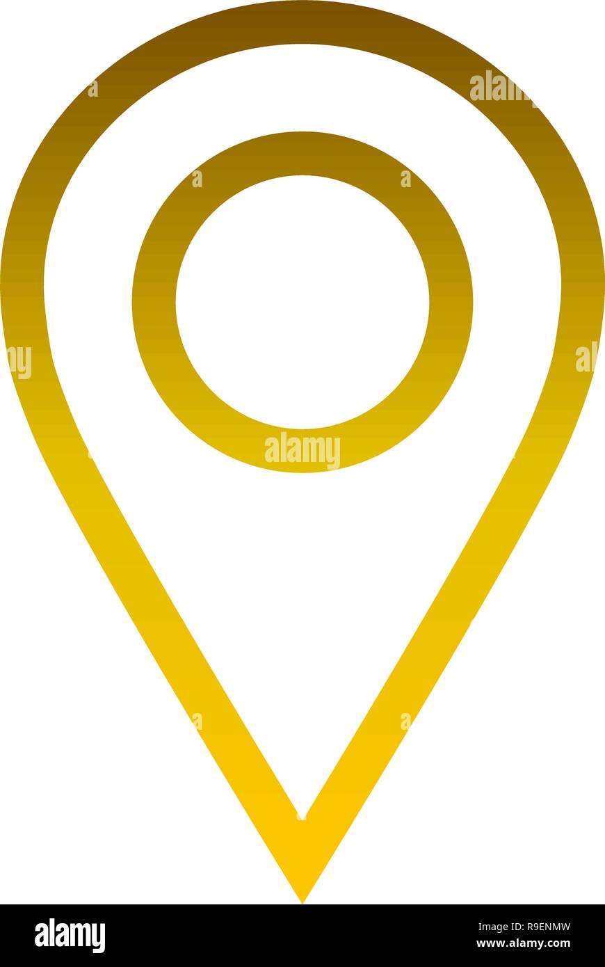Pin point - golden gradient outlined, isolated - vector illustration ...