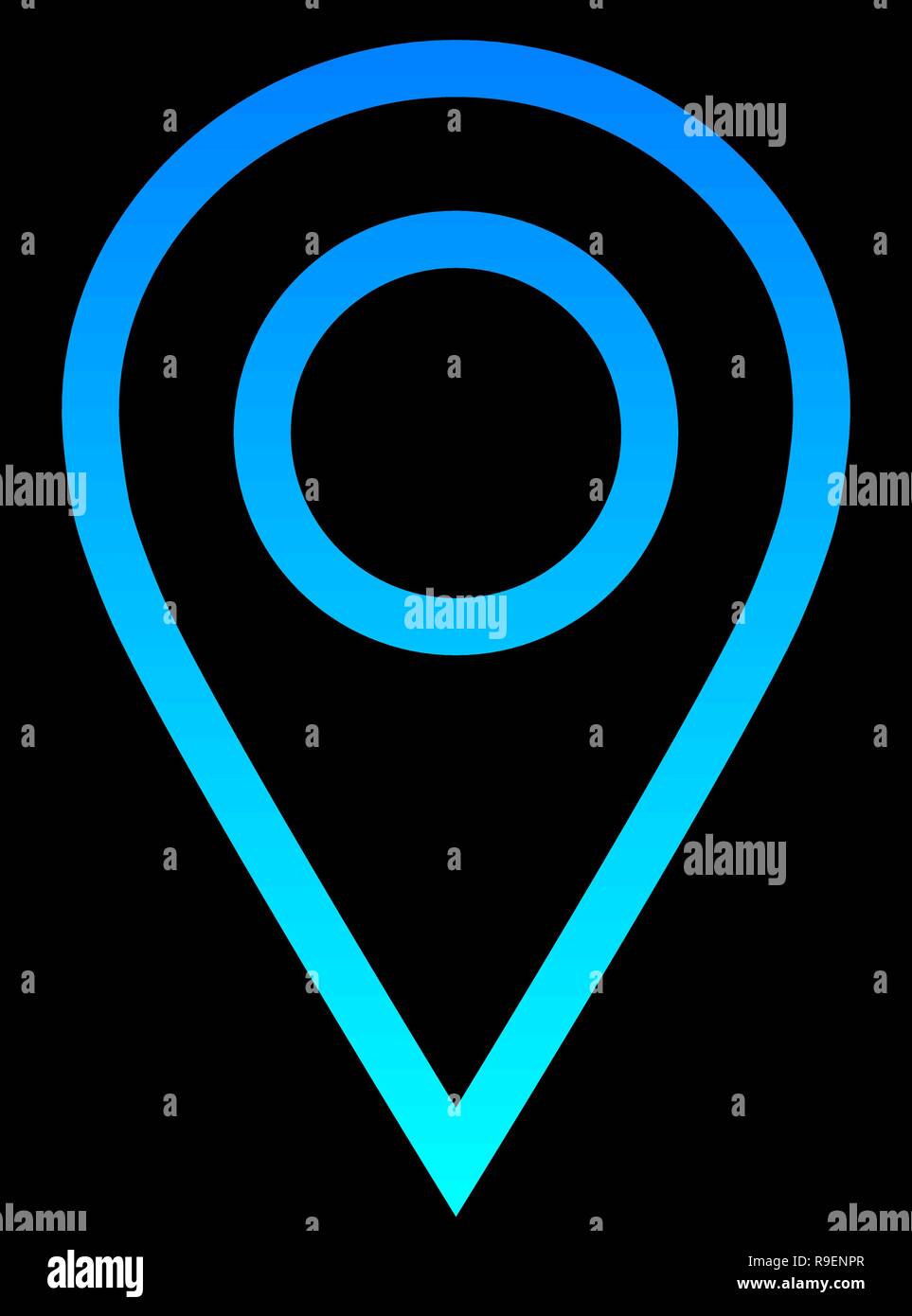 Pin point - cyan blue gradient, cold light, outlined, isolated - vector ...