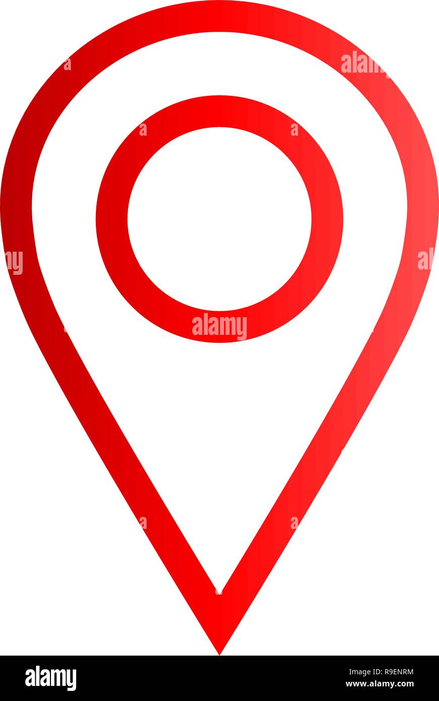 Pin point - red gradient outlined, isolated - vector illustration Stock ...