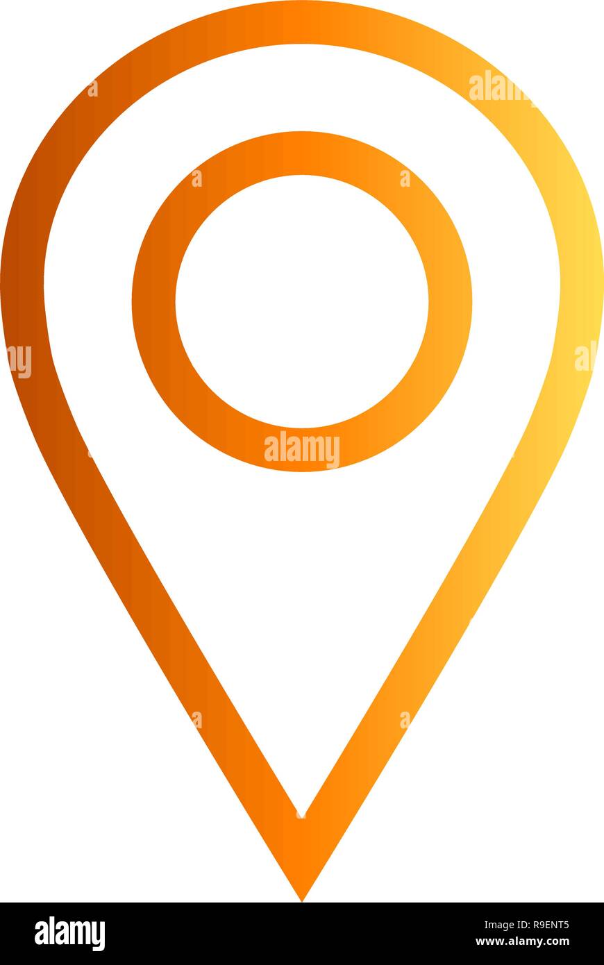 Pin point - orange gradient outlined, isolated - vector illustration ...